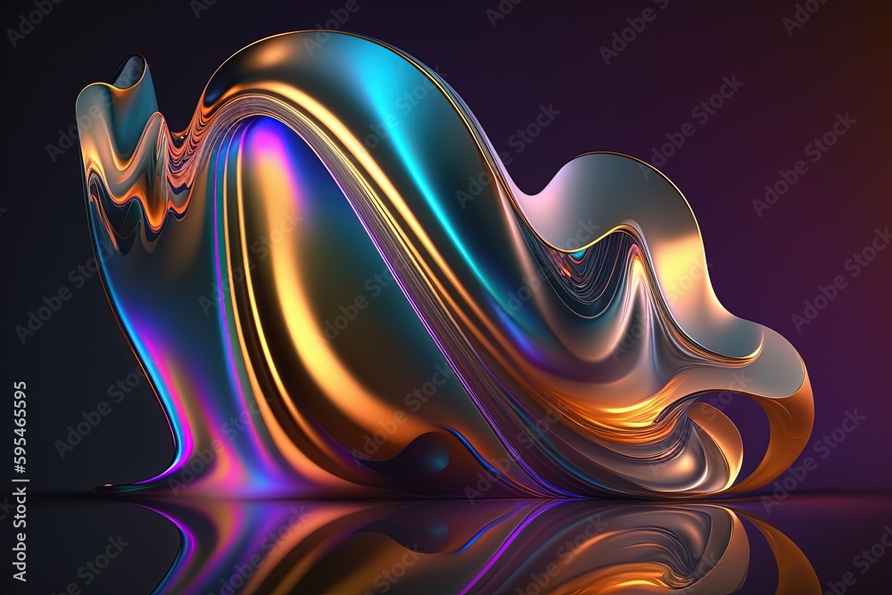 A shiny metal object on a reflective surface, created with Generative ...
