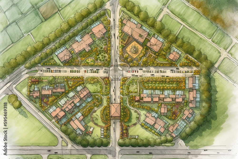 master plan of urban landscape design or urban architecture drawing add ...