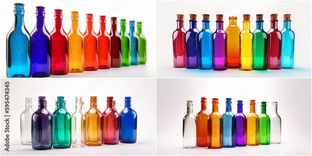Colorful bottles that stand out against a white background Ideal for ...