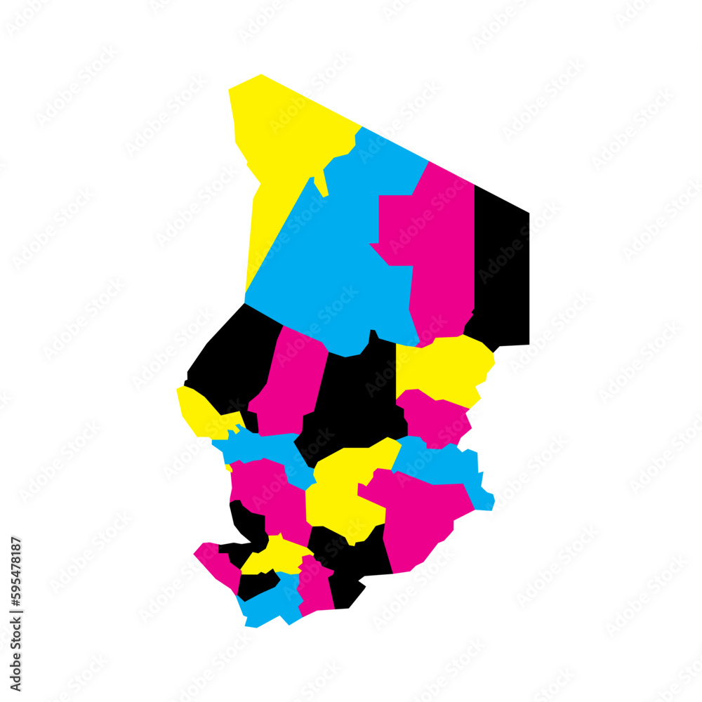 Chad political map of administrative divisions - regions. Blank vector ...