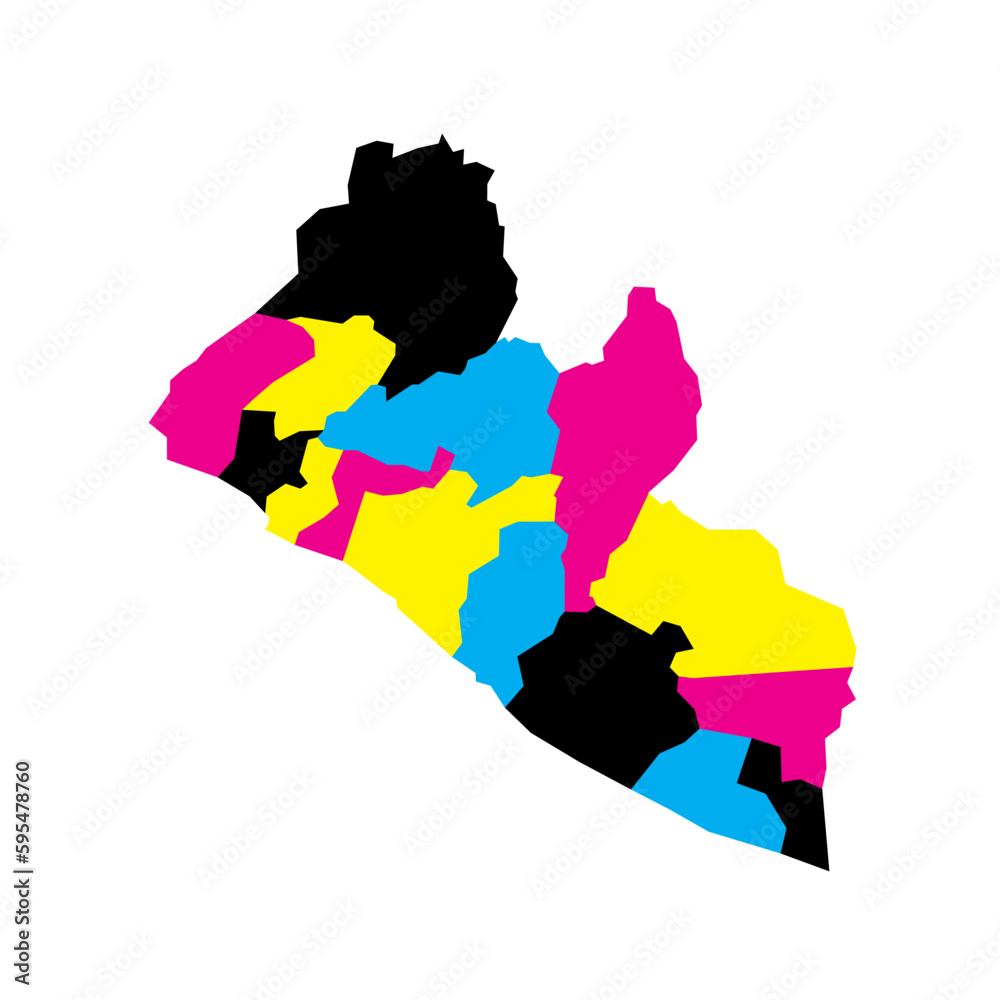 Liberia political map of administrative divisions - counties. Blank ...