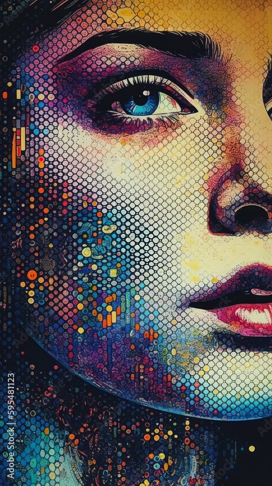 hazel eyes closeup exotic womans face room background day dots grey ...