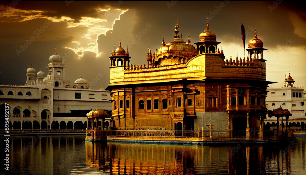 India Golden Temple Harmandir Sahib Stock Illustration | Adobe Stock