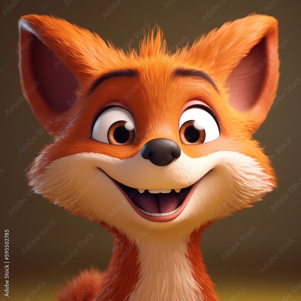 red fox cartoon style. generative ai Stock Illustration | Adobe Stock