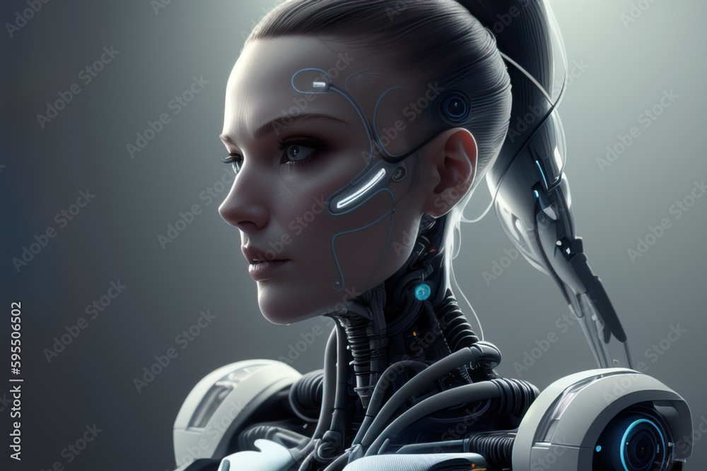 wallpaper background with robot woman, image created using AI ...