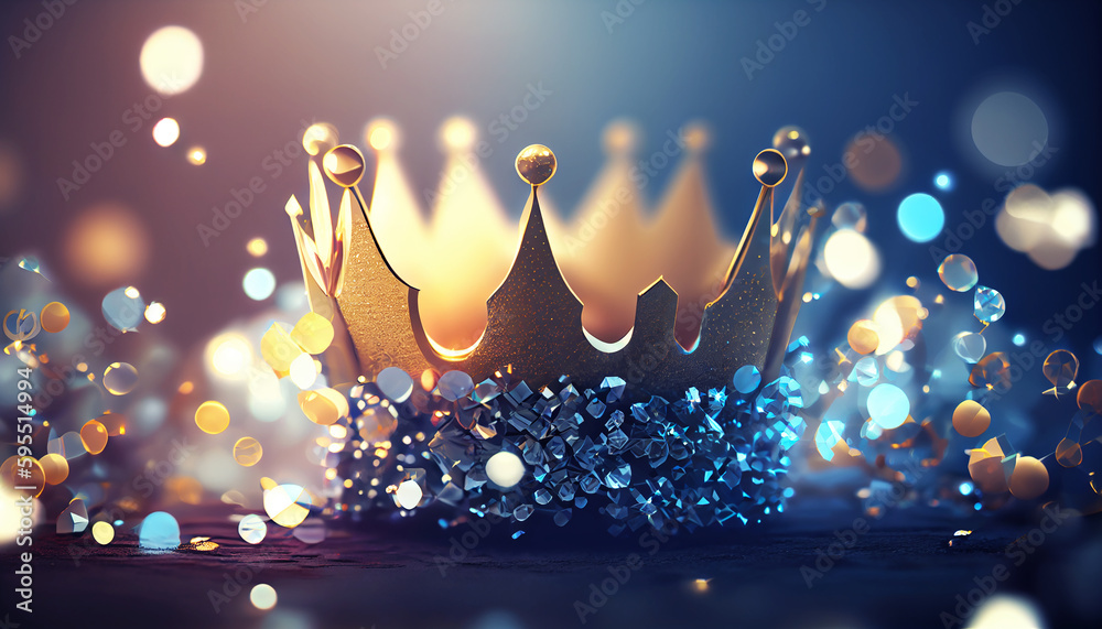 Luxury crystal royal blue gold crown for a queen concept abstract ...