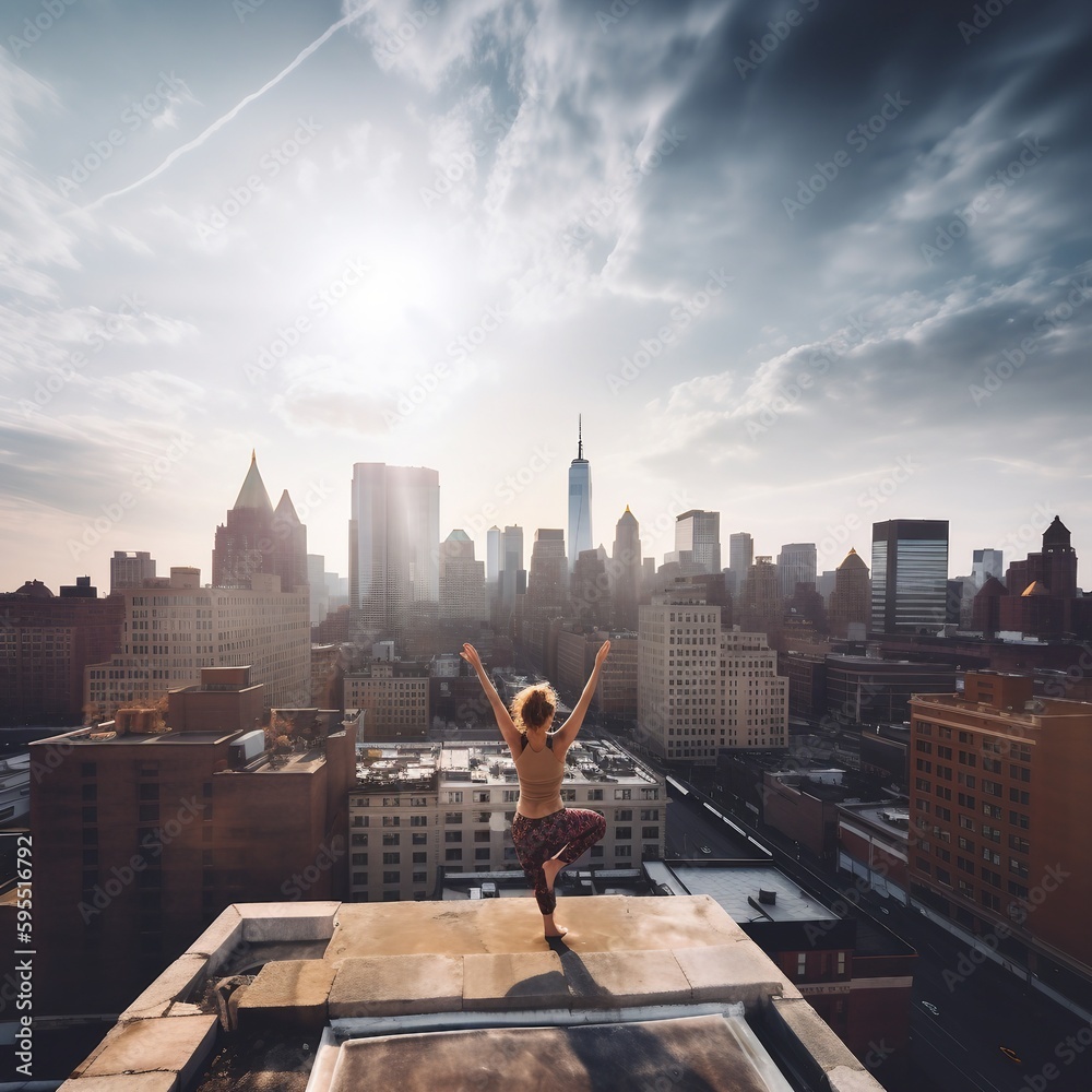 Rising above the city: Yoga on a rooftop with a skyline view Experience ...