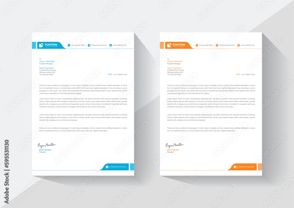 Clean Minimalist corporate letterhead template, Professional modern ...