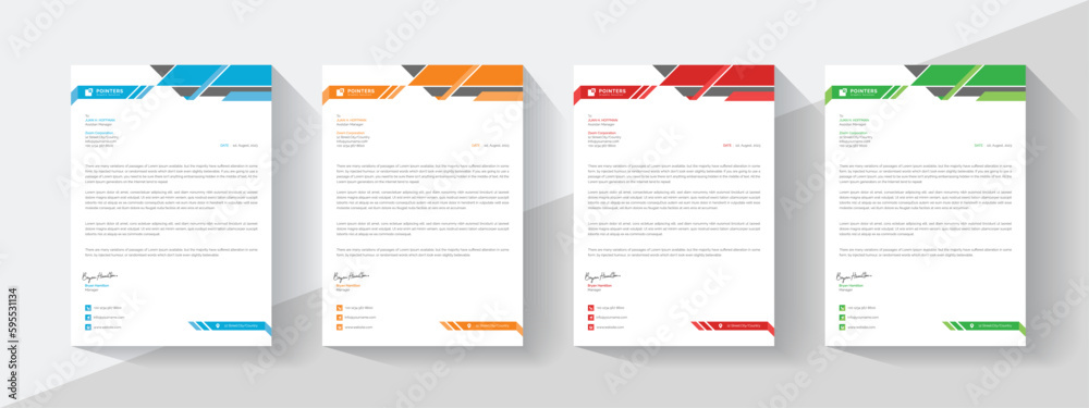 Elegant abstract corporate letterhead set template, Clean modern ...