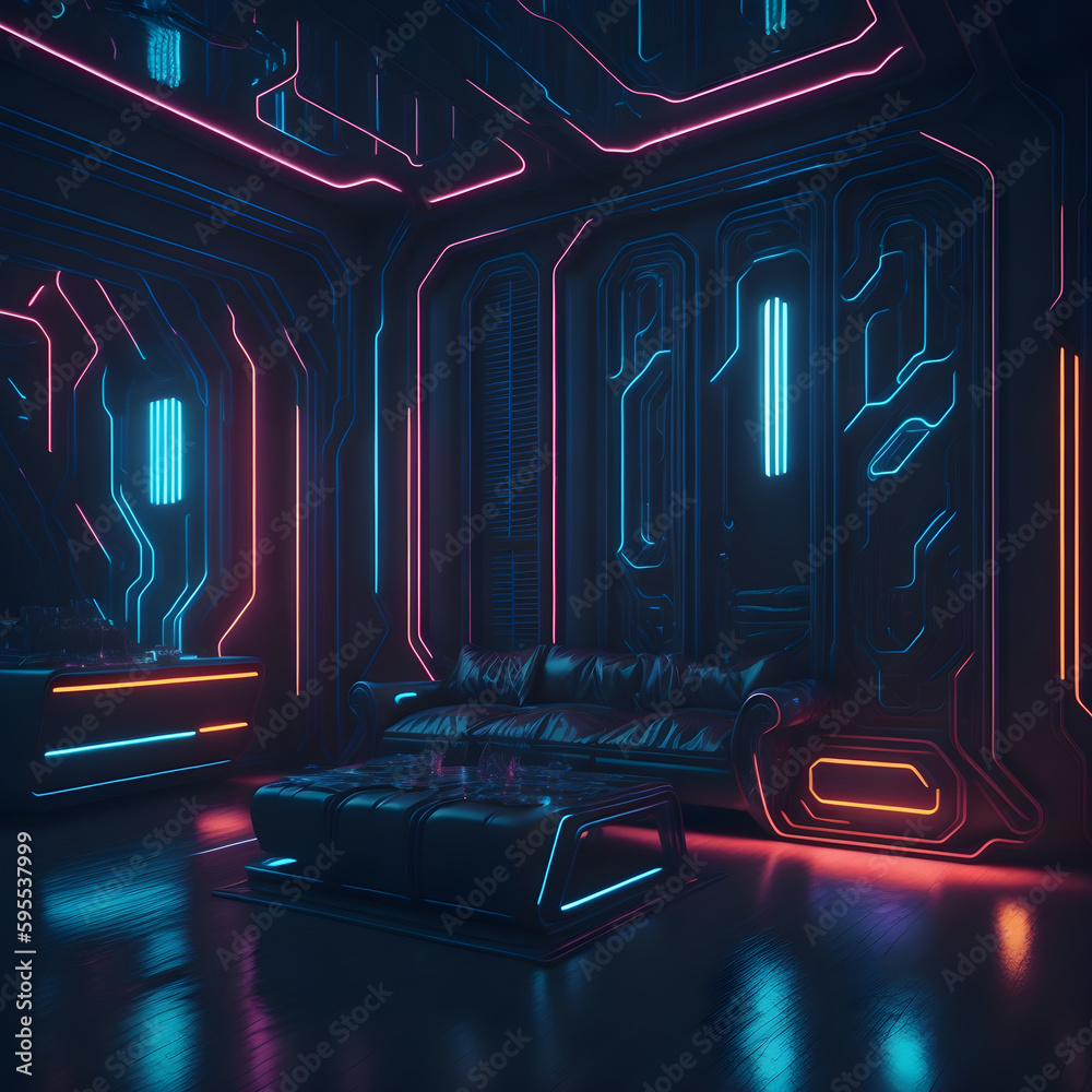 Sci Fi Cyberpunk Steampunk Synthwave Dark Neon Laser Glowing Lights ...