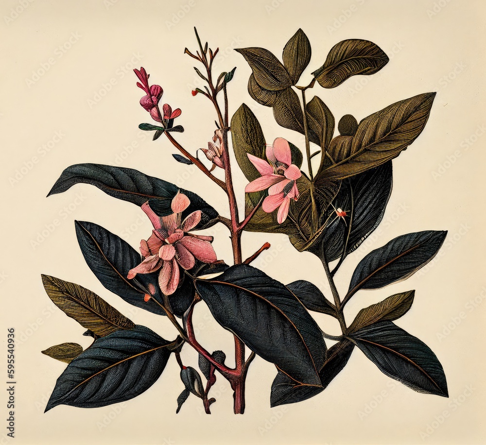Fantasy Non-Existent Plant, Bhringraj -like Botanical Illustration ...