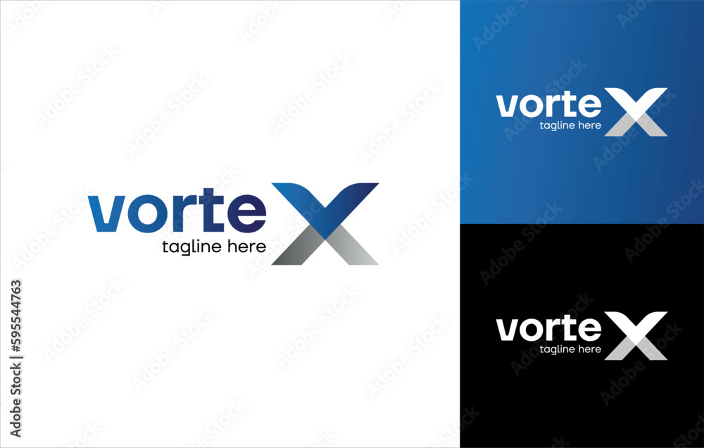Minimalist V X logo design, vortex. Editable company name and colors ...