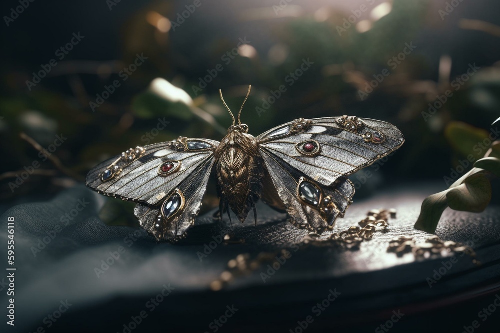 Realistic 3D moth animation & stunning jewelry in wide angle ...
