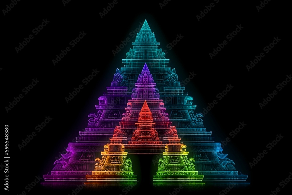 Sri Yantra Portal of Rainbow Tessellations and Fractal Triangles Stock ...