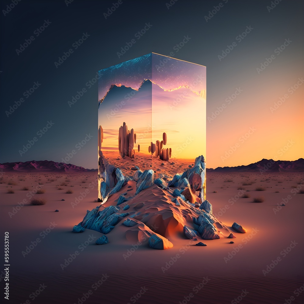 minimalism desert hallucination light graphic design print 3d occlusion ...