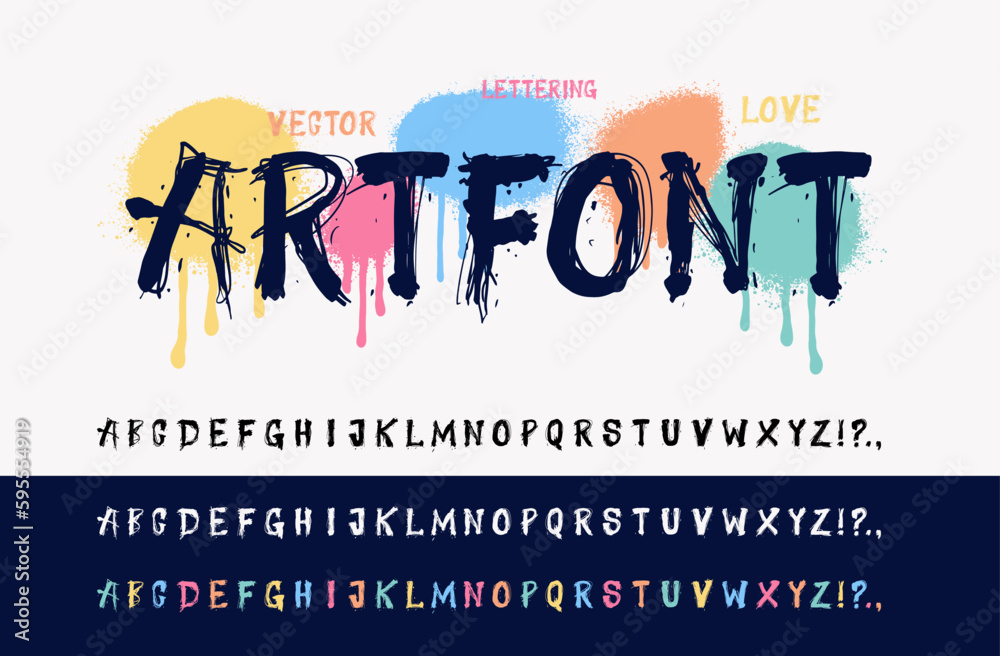 Lettering Font Isolated On White Background Handwritten Brush Script Texture Alphabet Vector