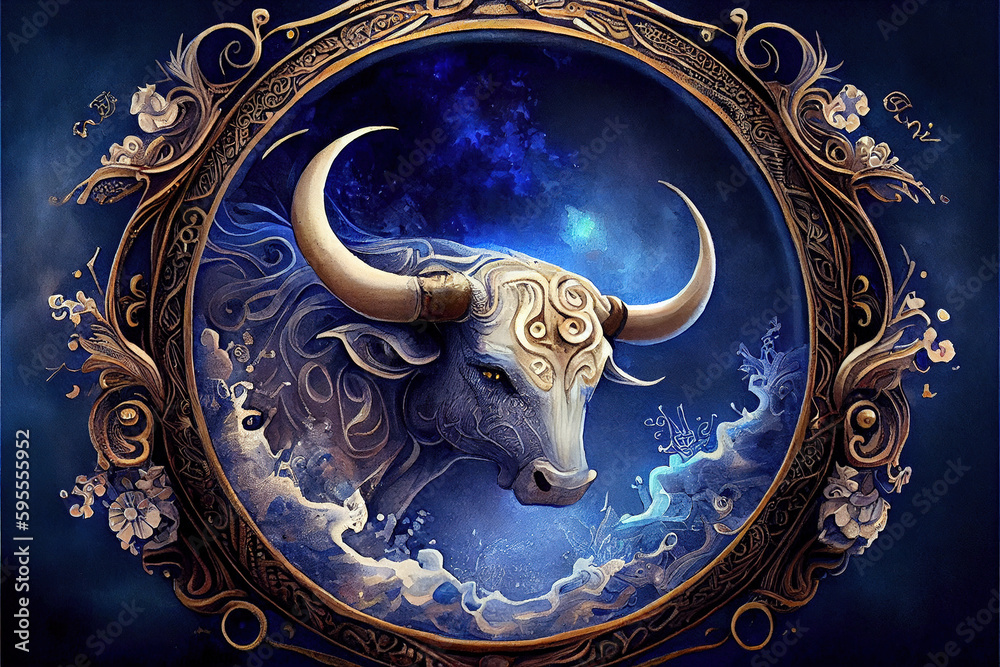 Contemporary abstract zodiac sign of taurus dark blue horoscope symbol ...