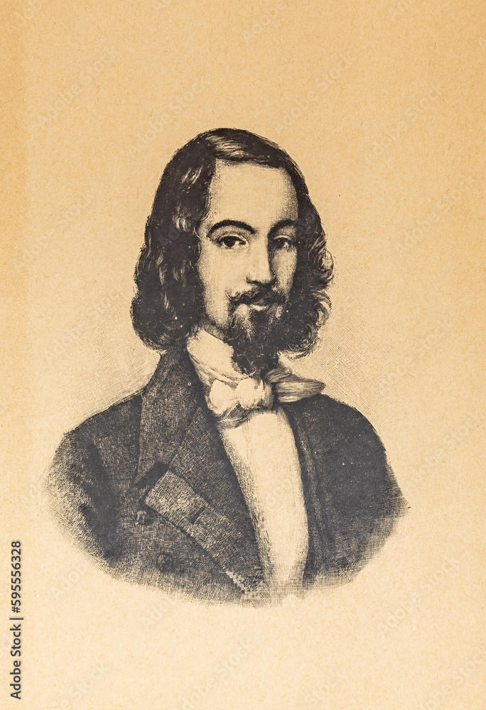 Printed poster of Jose Zorrilla y Moral, National Laureate Spanish poet ...