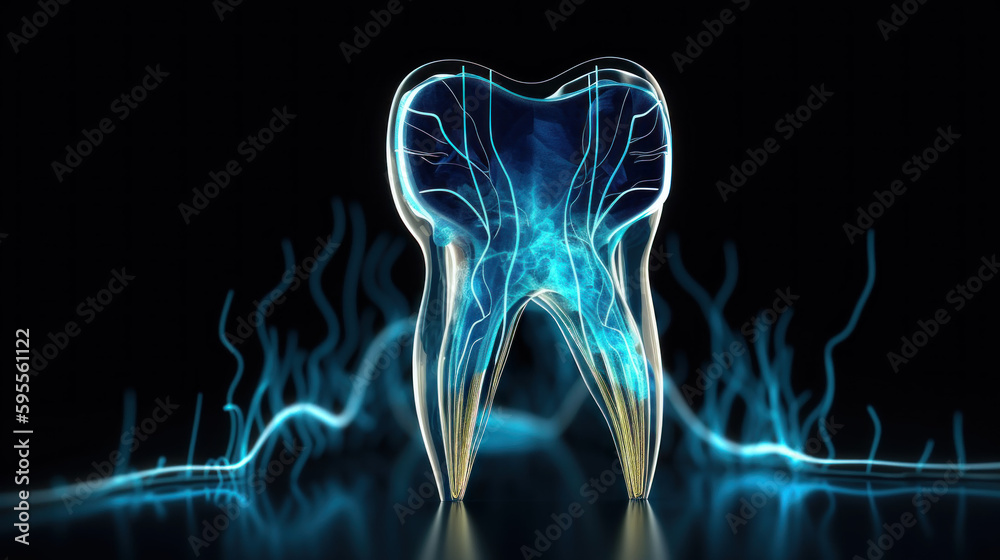 Hologram of a human tooth created with generative AI technology Stock ...