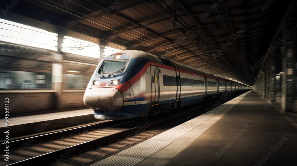 High-speed train, motion blur, slow shutter camera speed created with ...