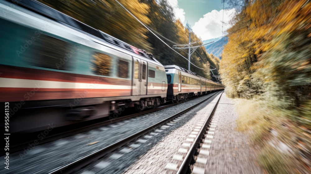 High-speed train, motion blur, slow shutter camera speed created with ...