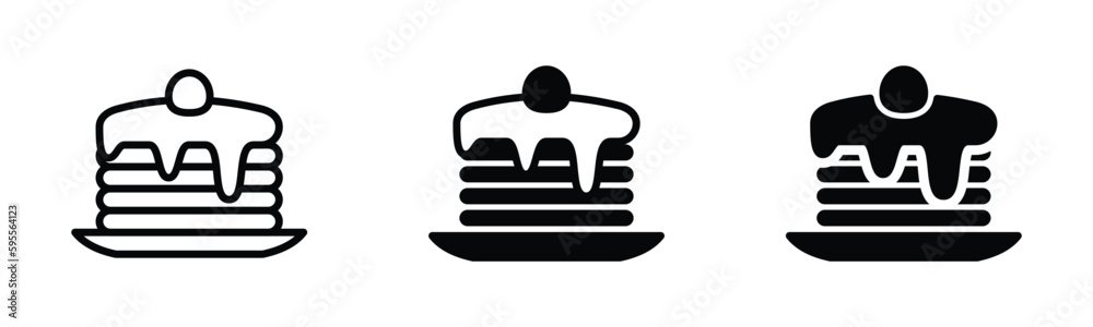 Pancakes bakery icon vector. Pancakes desserts with syrup and fruit on ...