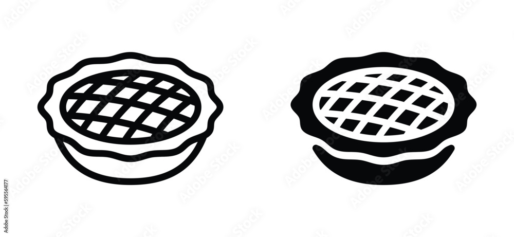 Pie icon vector. Apple pie icon symbol in line and flat style. Bakery ...