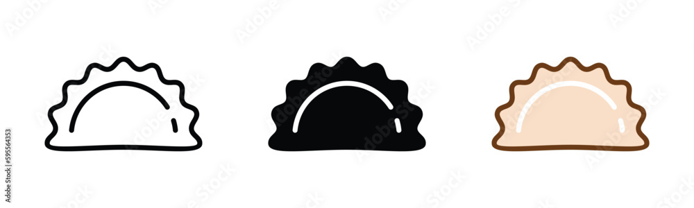 Dumpling icon vector. Dumpling icon symbol in line, flat, and colors ...