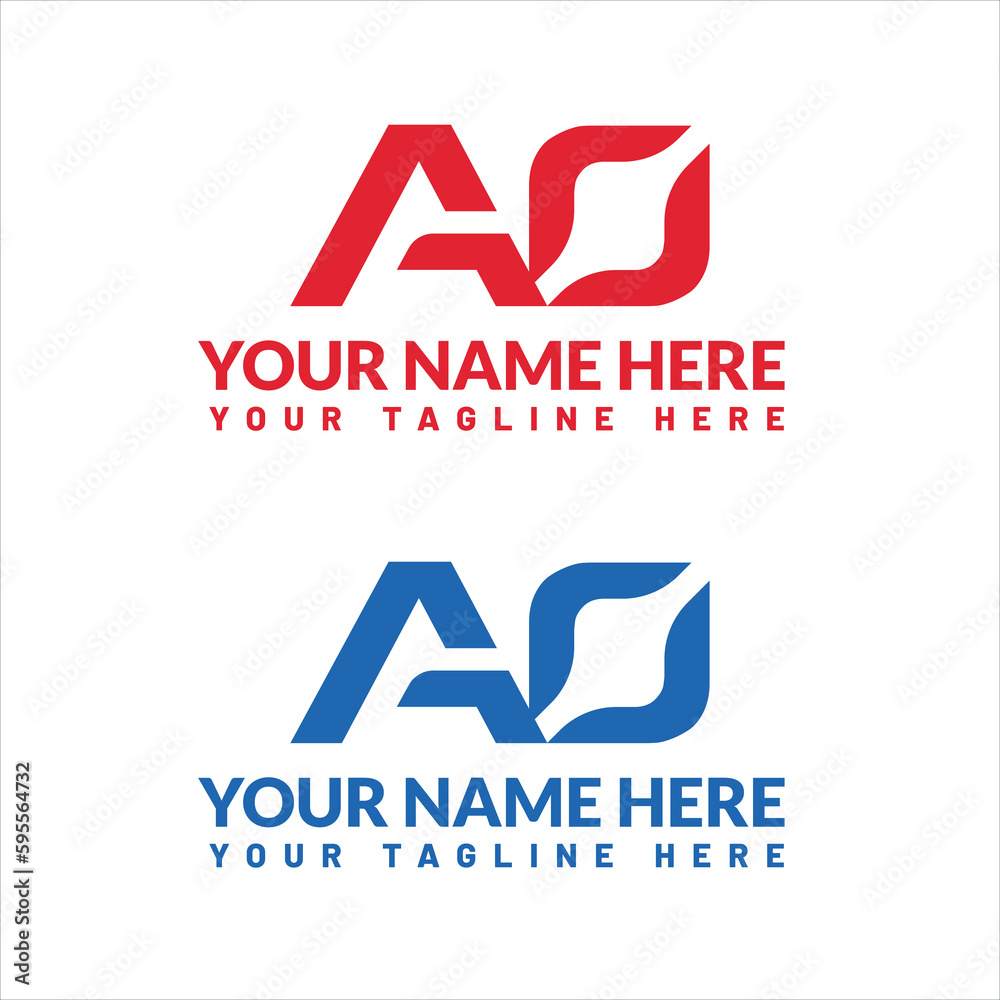 AO letter logo or ao text logo and ao word logo design. Stock Vector ...