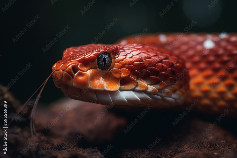 Closeup of the face of a venomous red viper snake. Generative AI Stock ...