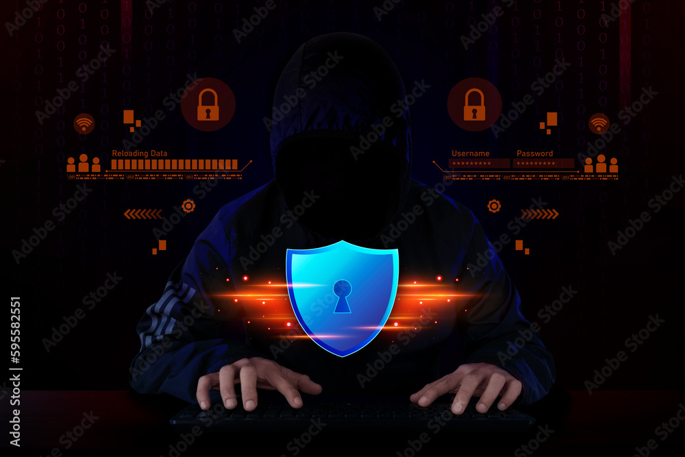 Protection network security computer and safe your data concept. Shield ...
