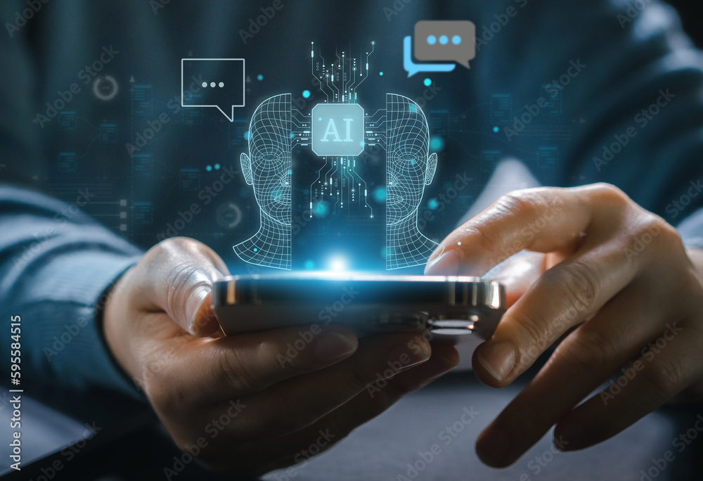 Foto de Business people use phone with digital technology future smart ...