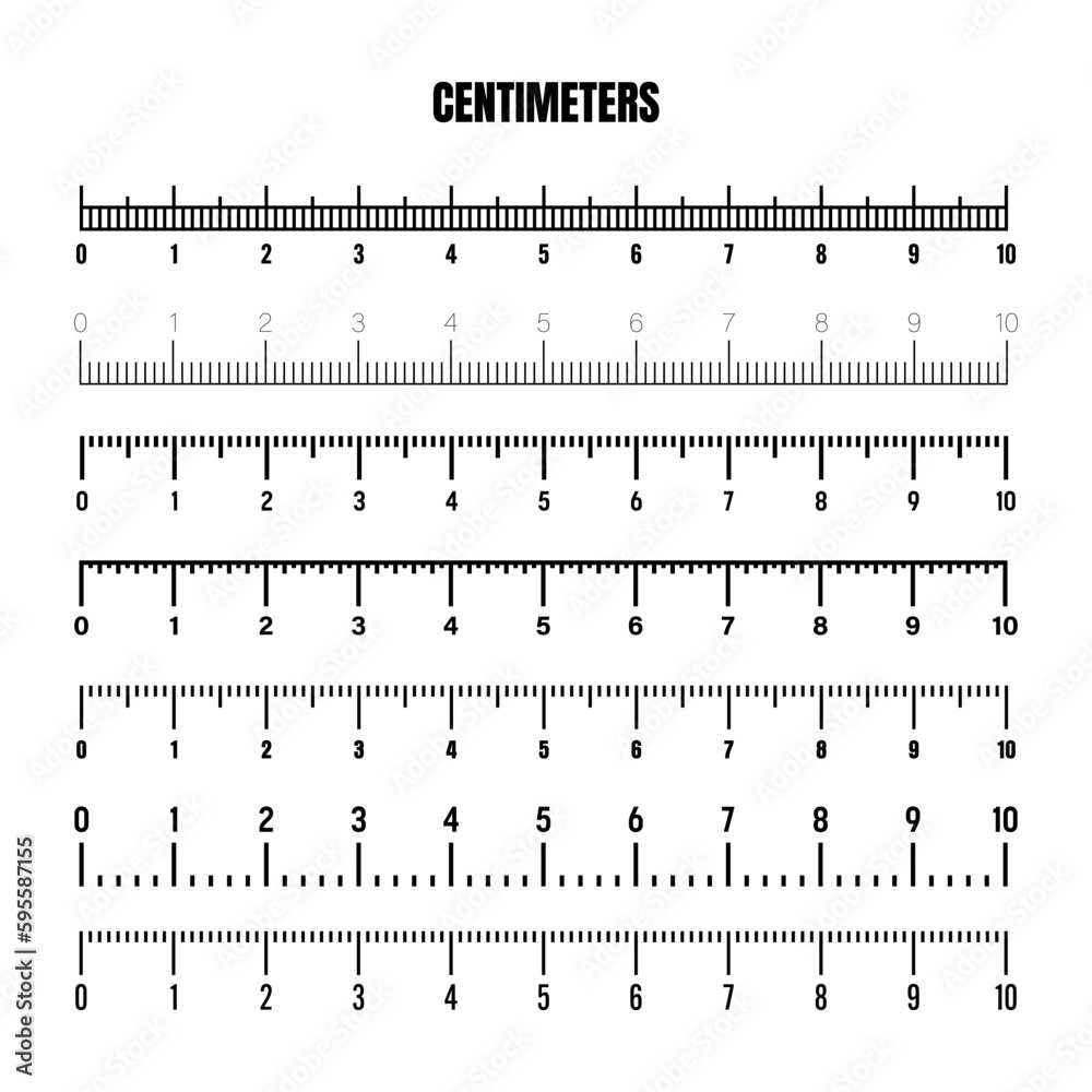 Realistic black centimeter scale for measuring length or height ...