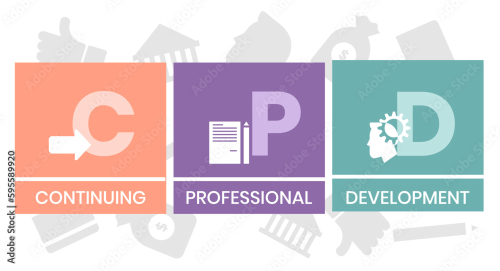 CPD - Continuing Professional Development acronym. business concept background. vector ...