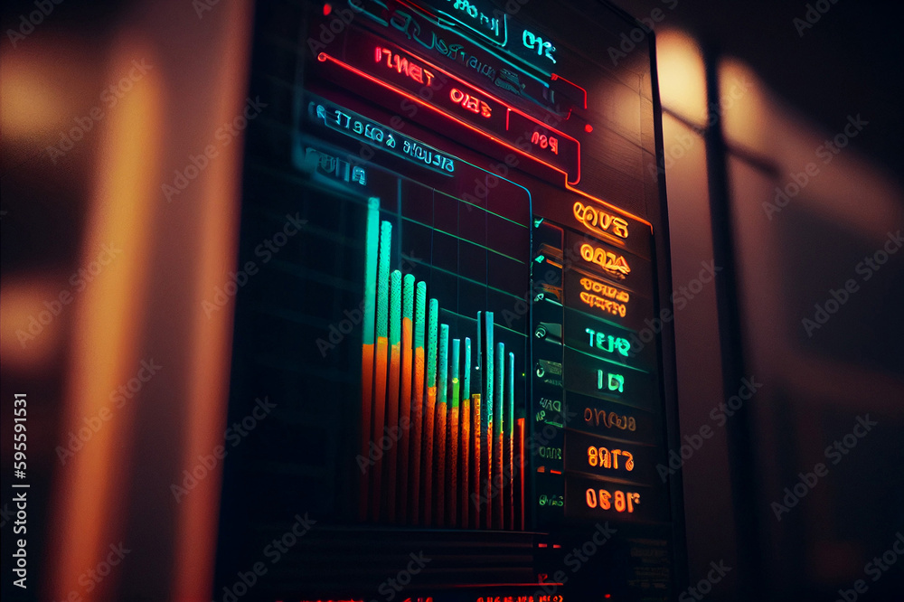 Neon Chart rising successful upwards created with generative ai ...