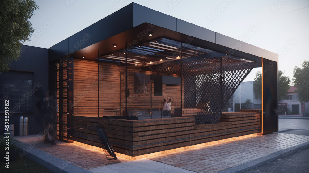 Avant-Garde Barbecue Store Design, Three-Dimensional Modeling with ...