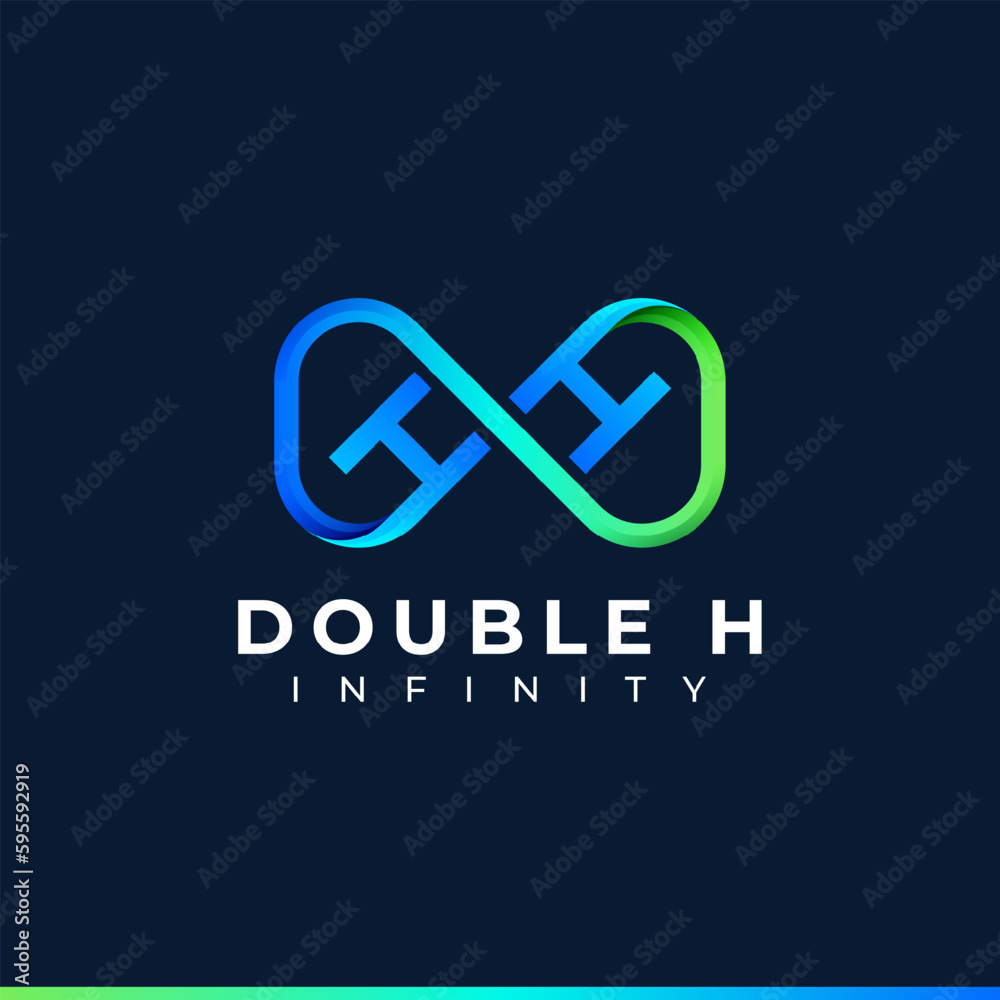 Letter H Infinity Logo design and Blue Green Gradient Colorful symbol ...