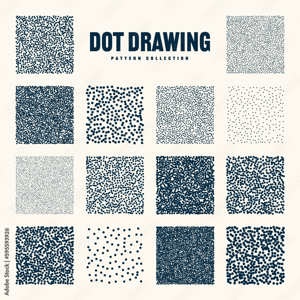 Square shaped dotted objects, vintage stipple elements. Stippling ...