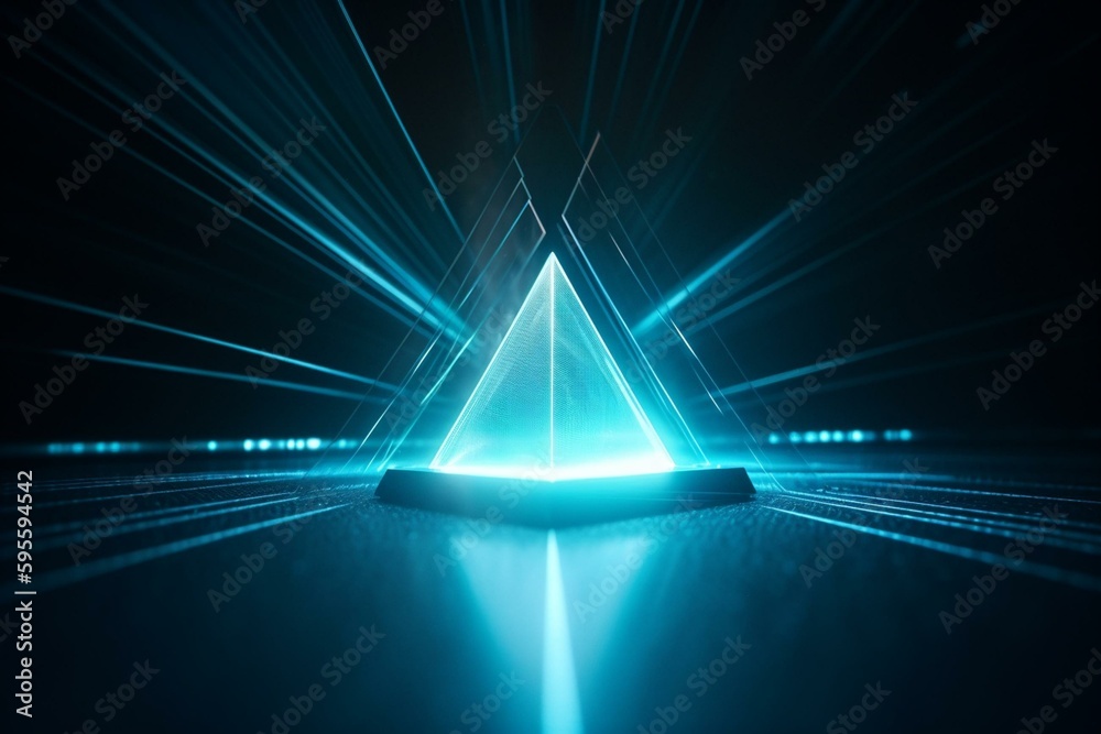 A futuristic blue hologram emitting light rays, perfect for tech-themed ...