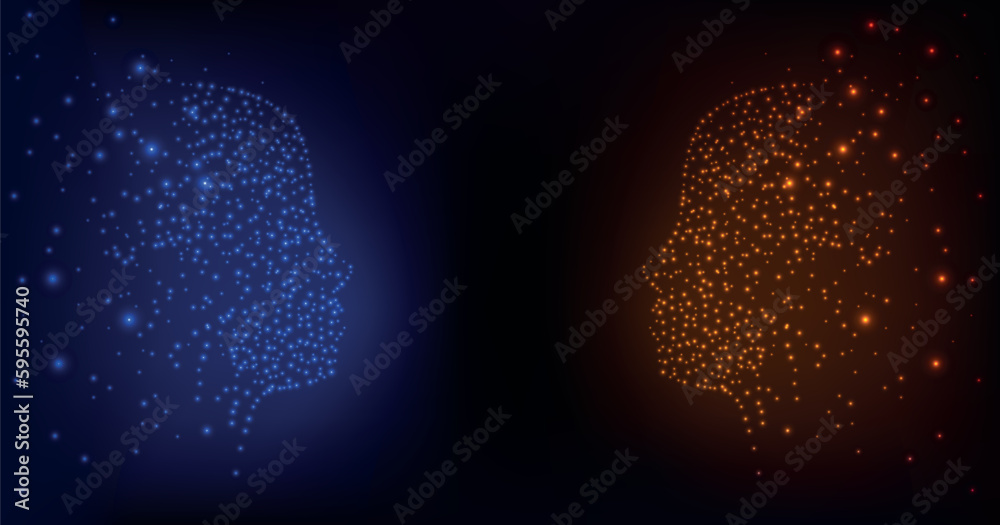 Vetor de Human faces in profile from stars. Dialogue, contact ...