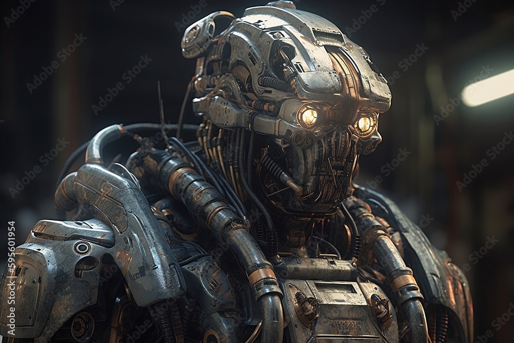 Futuristic robot of the future. Army of the future world. Generative AI ...