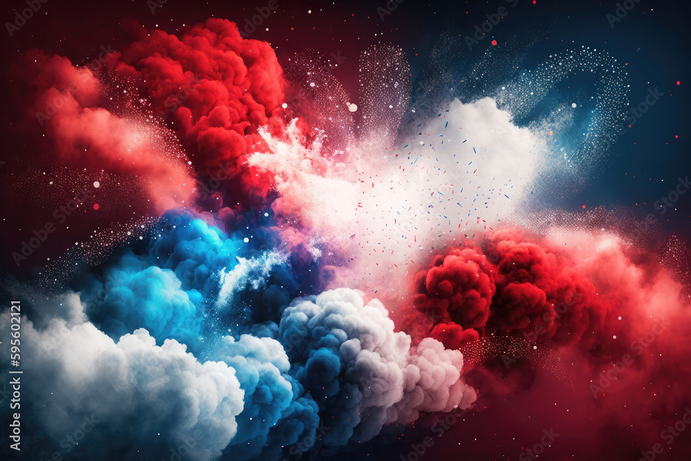 AI generated american flag colors form smoke explosion of cloudy ...