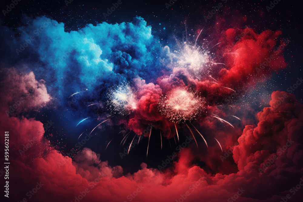 AI generated american flag colors form smoke explosion of cloudy ...