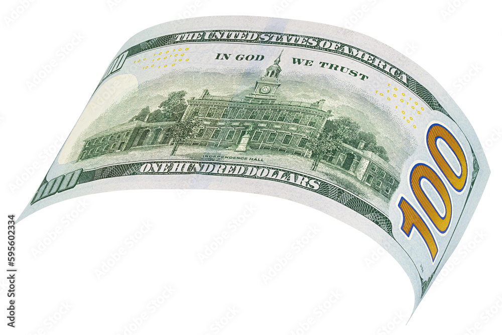 American dollar, 100, isolated on white background, full depth of field ...