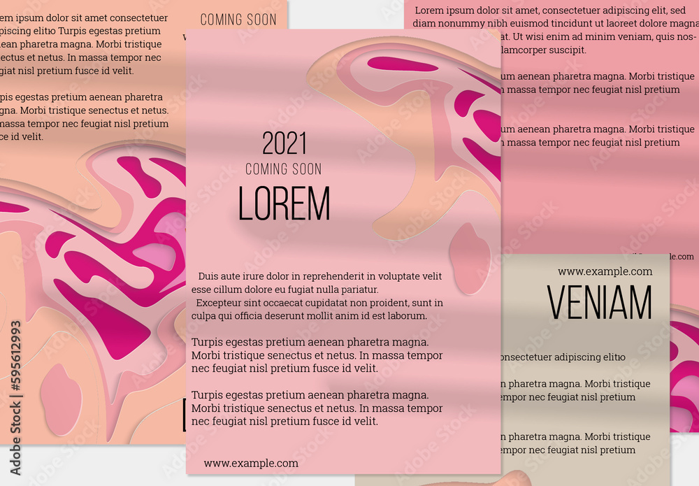 Flyer Layout with Paper Cut Craft Wavy Layered Texture Stock Template ...