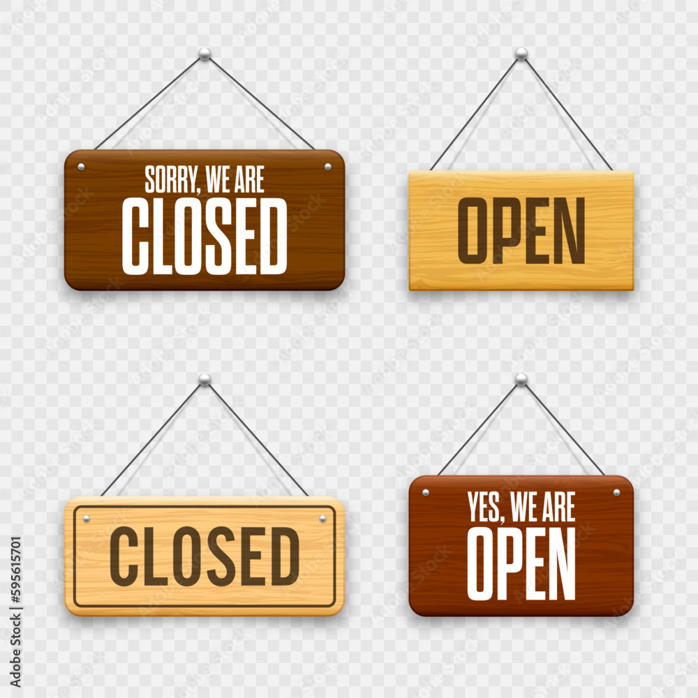 Wooden open or closed hanging signboards. Made of wood door sign for ...