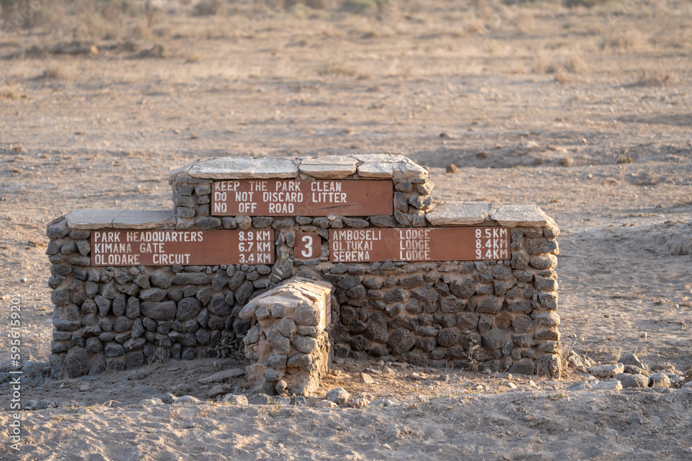 Amboseli National Park - Directional sign inside of the park, pointing ...