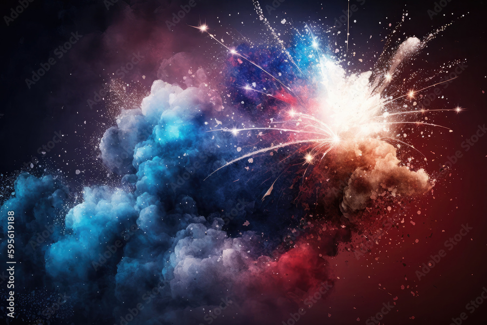 AI generated american flag colors form smoke explosion of cloudy ...