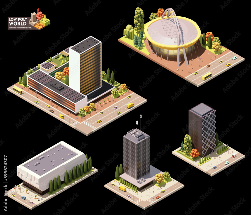 Poster Vector isometric world map creation set – Wall Art | UkPosters