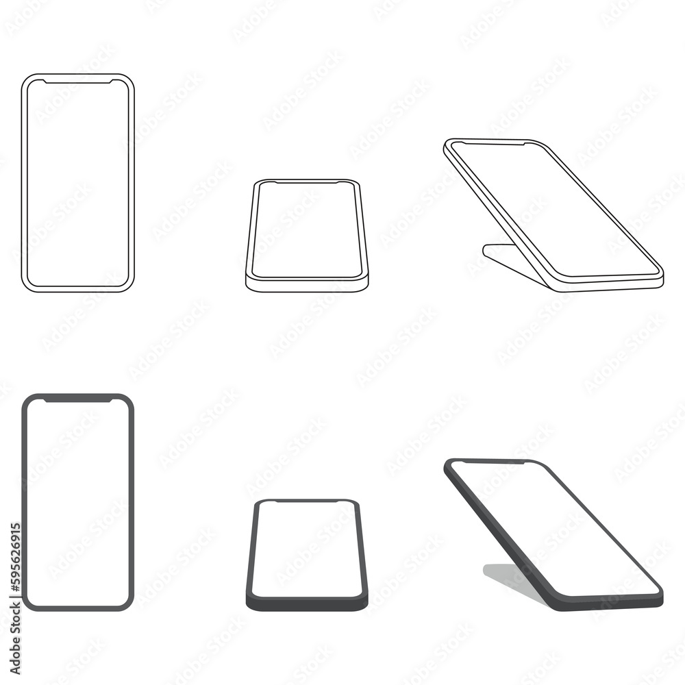 smart phone vector illustration. a set of colored and line art. from ...